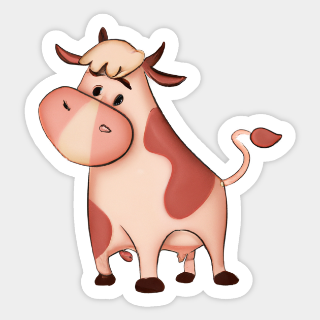 Cute Cow Drawing Cow Sticker Teepublic